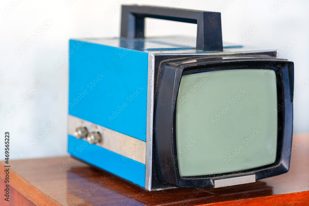 The first vintage small TV. The old TV . Vintage television receiver ...