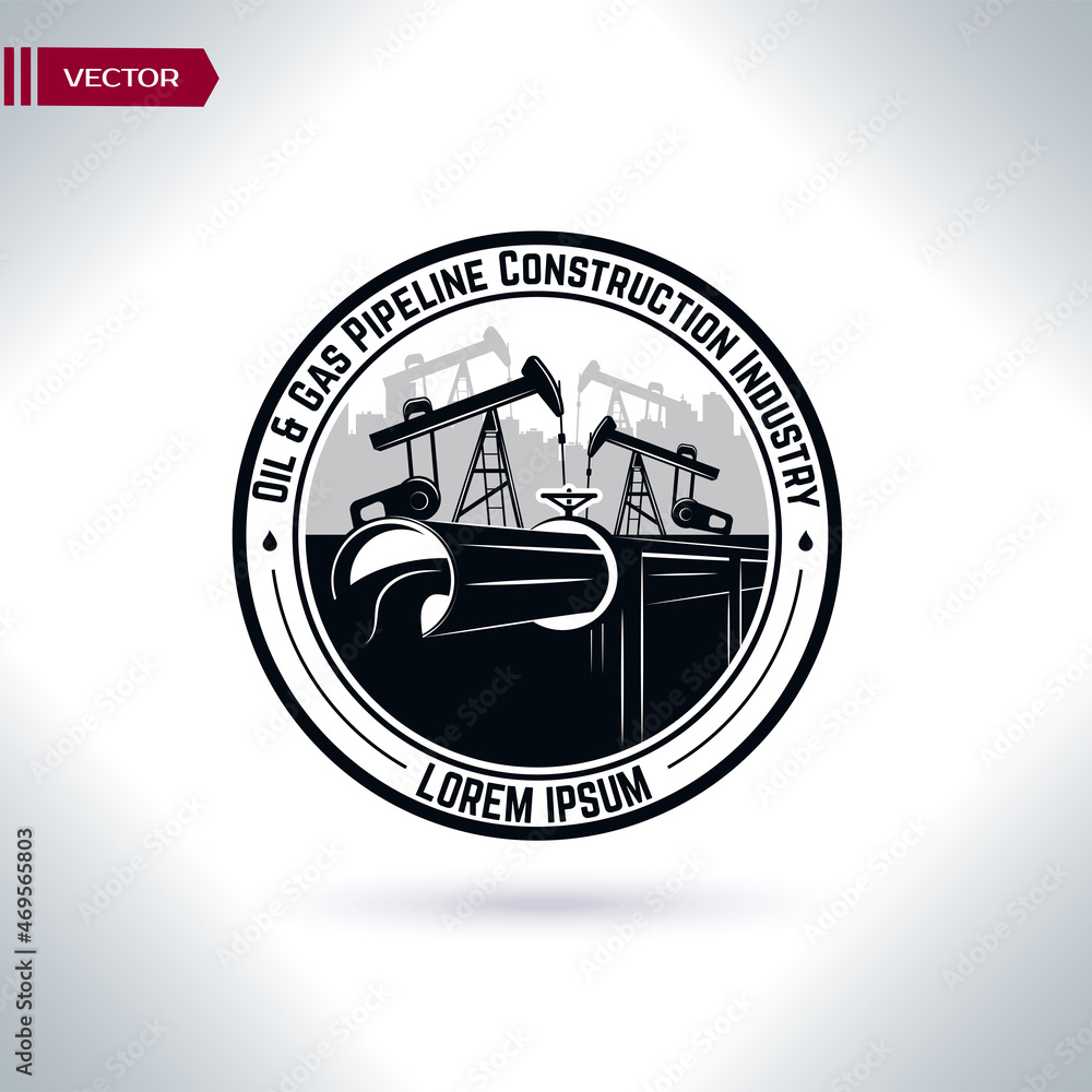 Logo Oil & Gas Pipeline Construction Industry vector. Monochrome ...