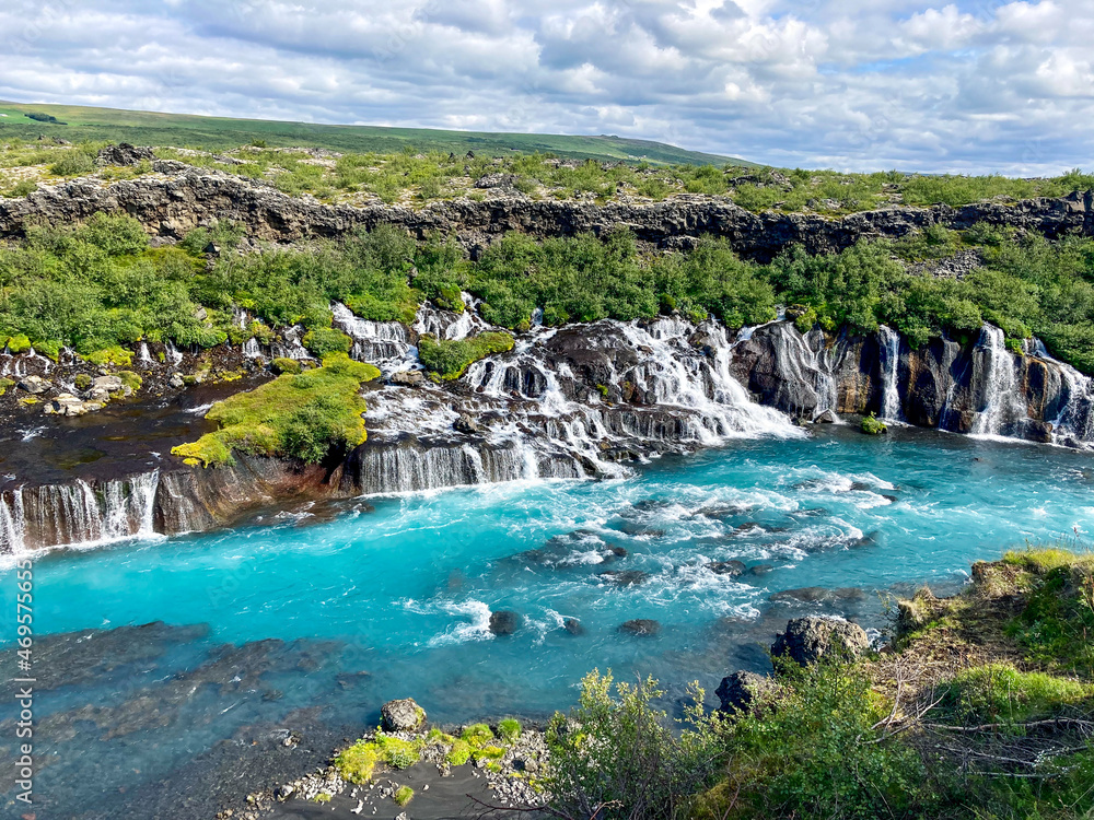 Scenic Waterfall Hraunfossar in Iceland Stock Photo | Adobe Stock