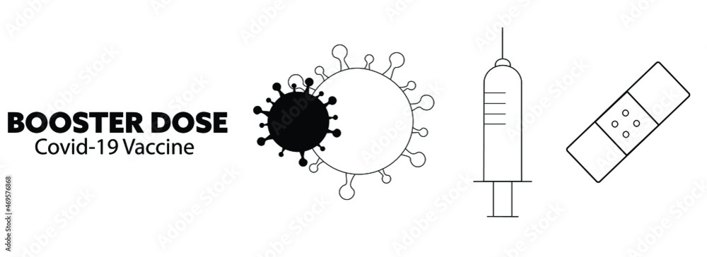 Covid-19 Booster Vaccination rectangle vector with three icons ...