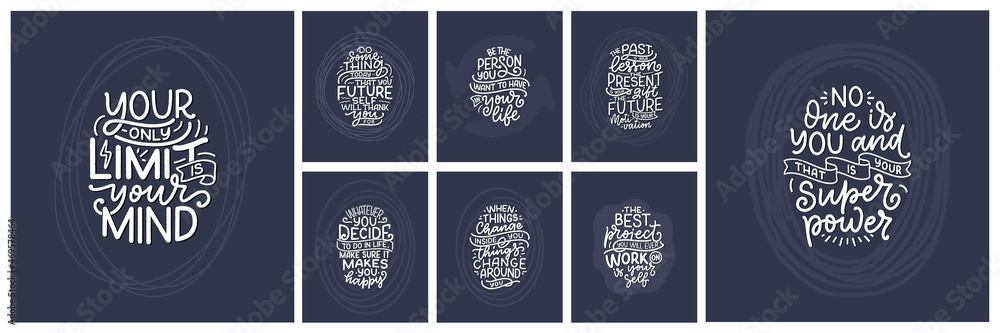 Set with lettering slogans about be yourself. Funny quotes for blog ...