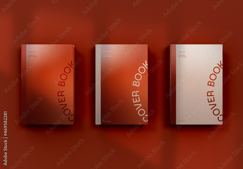 3D Top View of Three Hardcover Books Stock Template | Adobe Stock