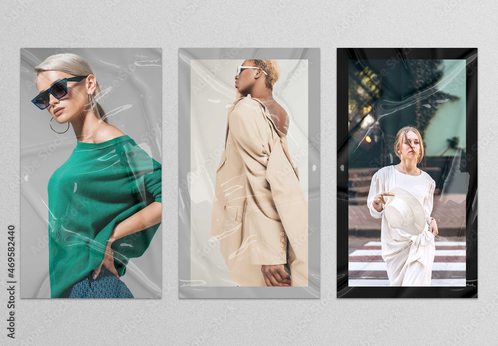 Foil Texture Overlay for Vertical Social Layout with Photo Placeholders ...