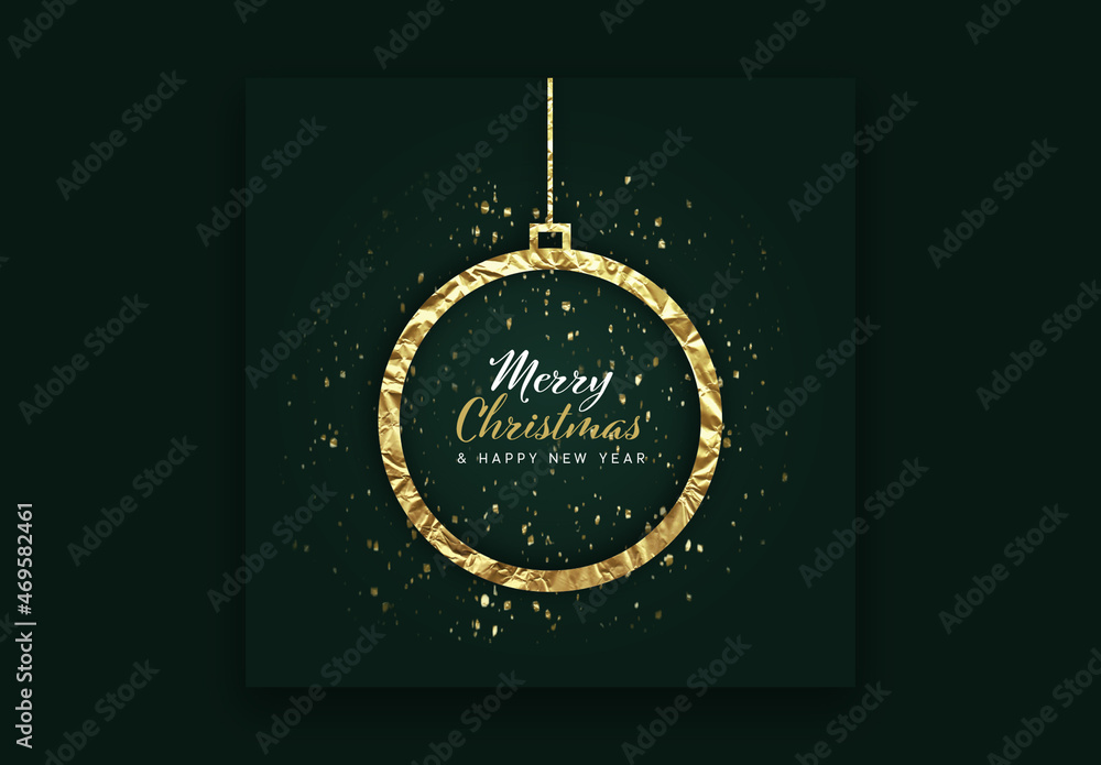 Christmas Card Layout with Green and Gold Accent Stock Template | Adobe ...