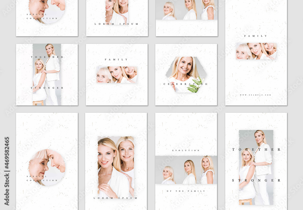 Minimal Square and Story Layouts with Photo Placeholders Stock Template ...