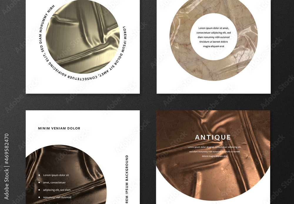 Social Media Layouts with Various Material Textures Stock Template ...