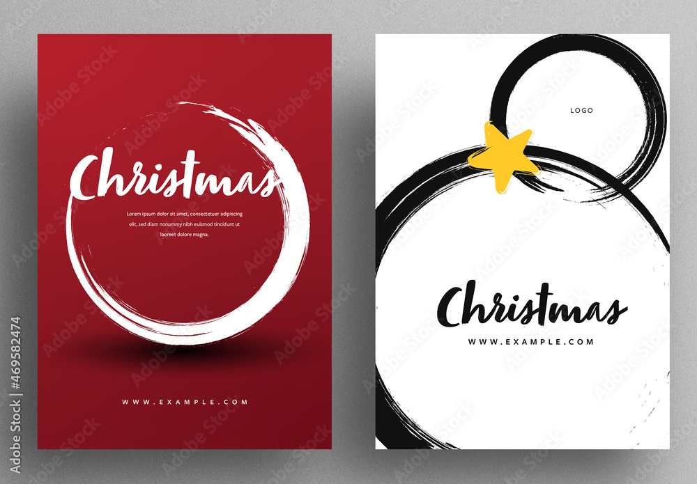Red and White Christmas Card Layouts Stock Template | Adobe Stock