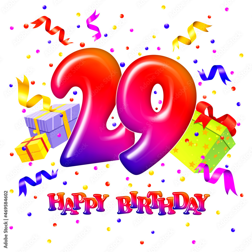 29 years birthday. Celebration background with number twenty nine and ...