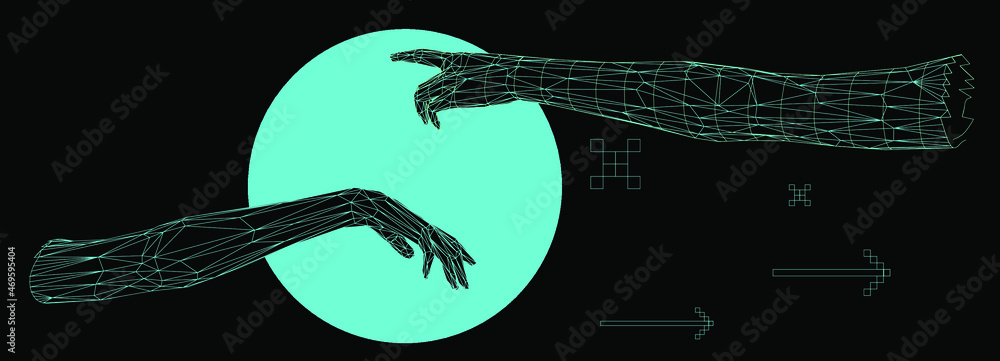 Vector 3D model of hands going to touch together, reminiscent of ...