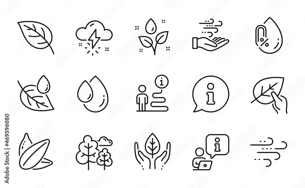Nature icons set. Included icon as Wind energy, Plants watering, Tree ...