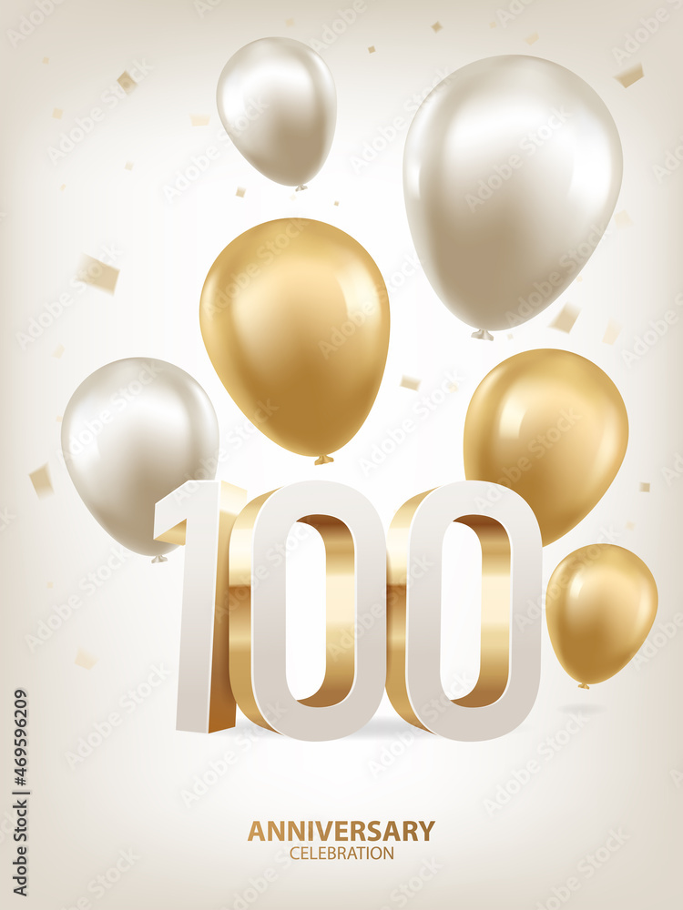 100th Year anniversary celebration background. Golden and silver ...