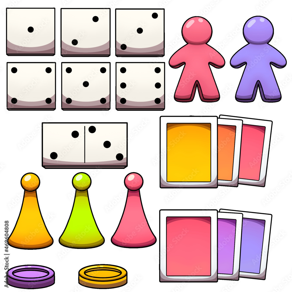 Cartoon Board Game Elements Set Stock Vector | Adobe Stock