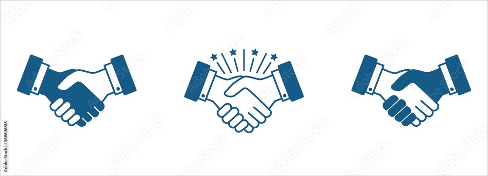 Handshake icon set. Business agreement vector icons. Symbol of job deal ...