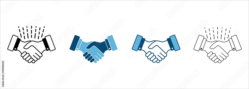 Handshake icon set. Business agreement vector icons. Symbol of job deal ...