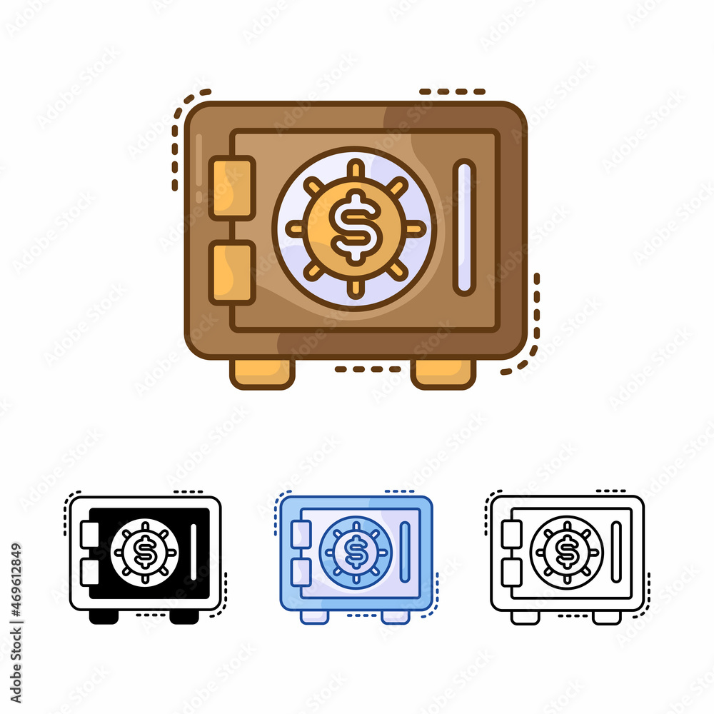 bank box saving money vector icon isolated on white background. secure ...