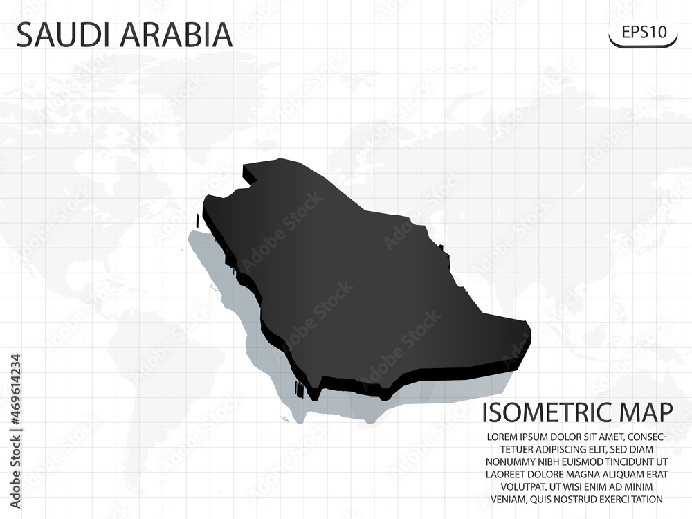 3D Map black of Saudi Arabia on world map background .Vector modern ...