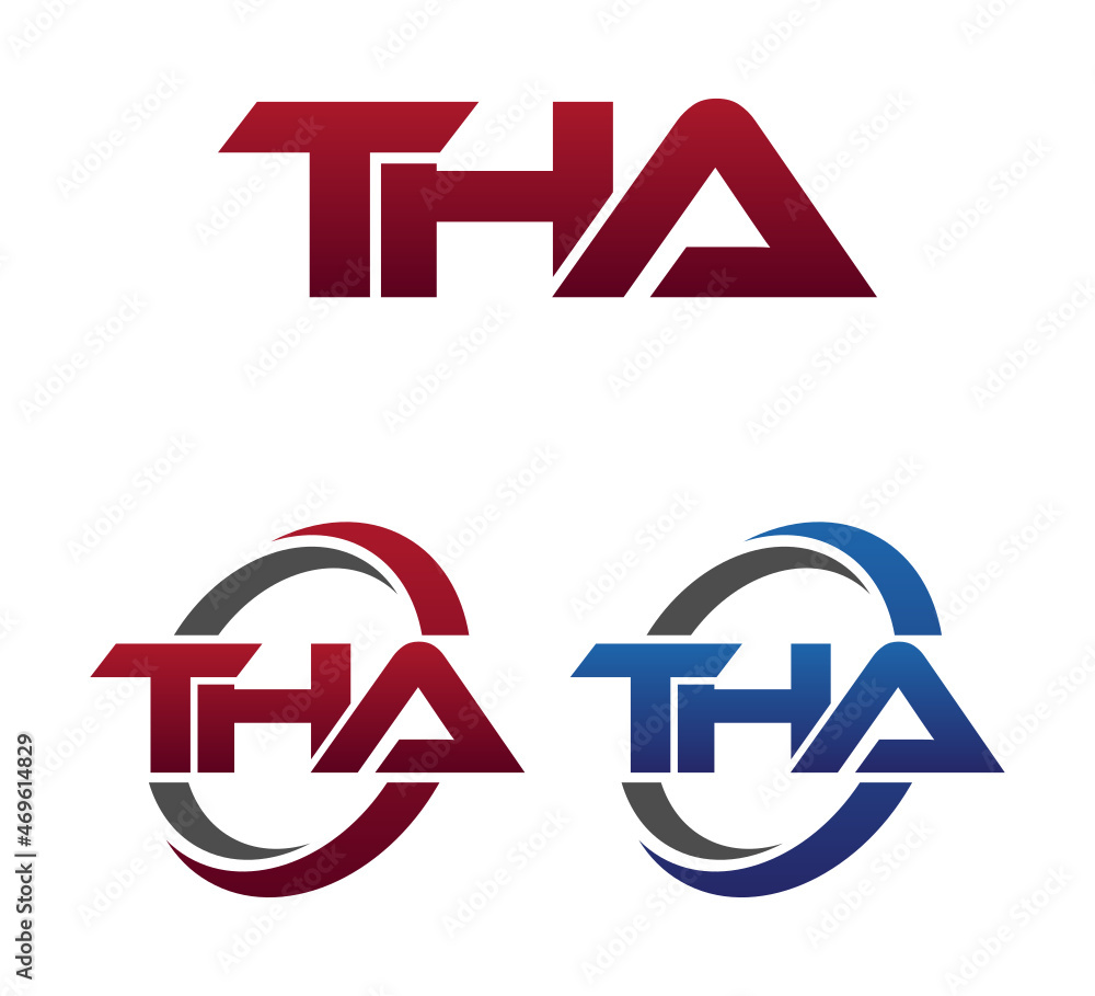 Modern 3 Letters Initial logo Vector Swoosh Red Blue THA Stock Vector ...