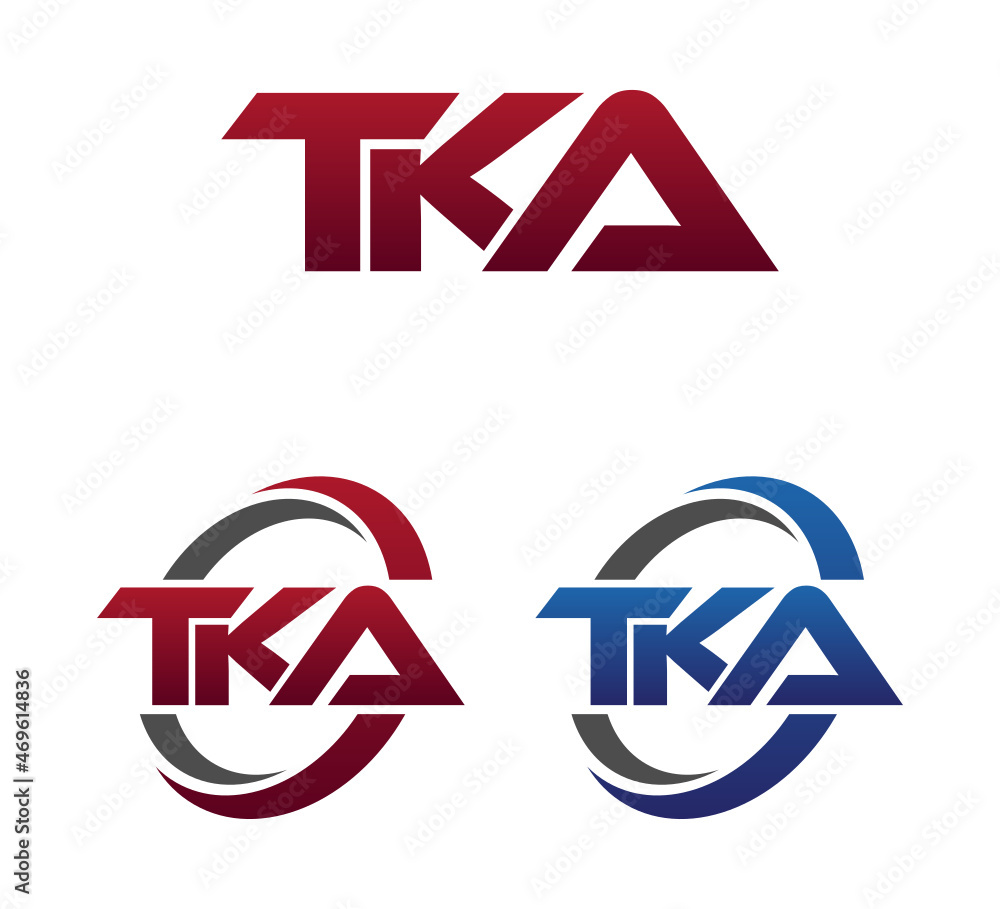 Modern 3 Letters Initial logo Vector Swoosh Red Blue TKA Stock Vector ...