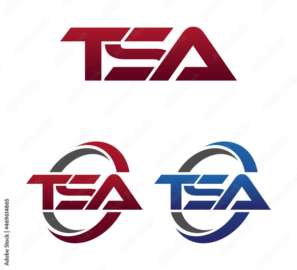 Modern 3 Letters Initial logo Vector Swoosh Red Blue TSA Stock Vector ...
