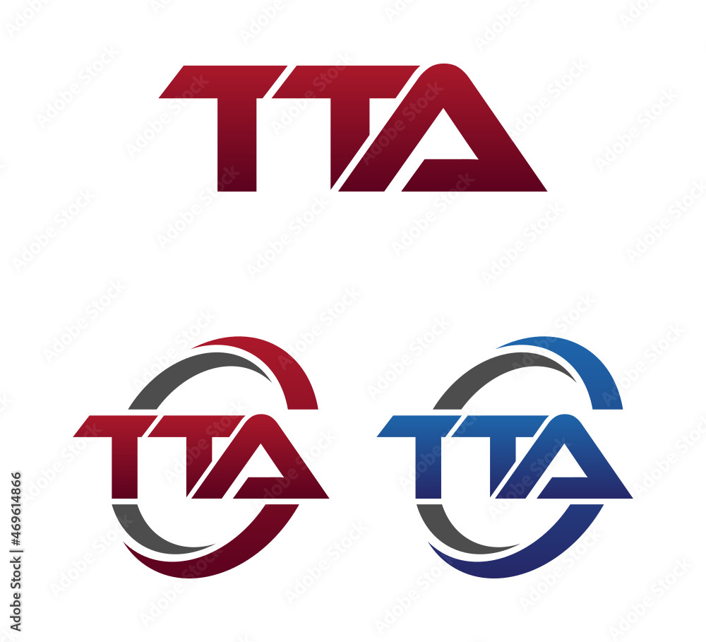 Modern 3 Letters Initial logo Vector Swoosh Red Blue TTA Stock Vector ...