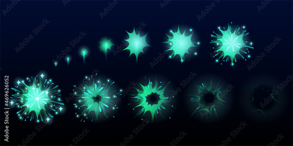 Fireworks explode effect for game animation, burst sprites, user ...