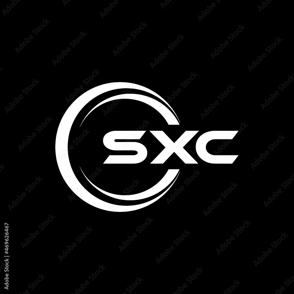 SXC letter logo design with black background in illustrator, vector ...