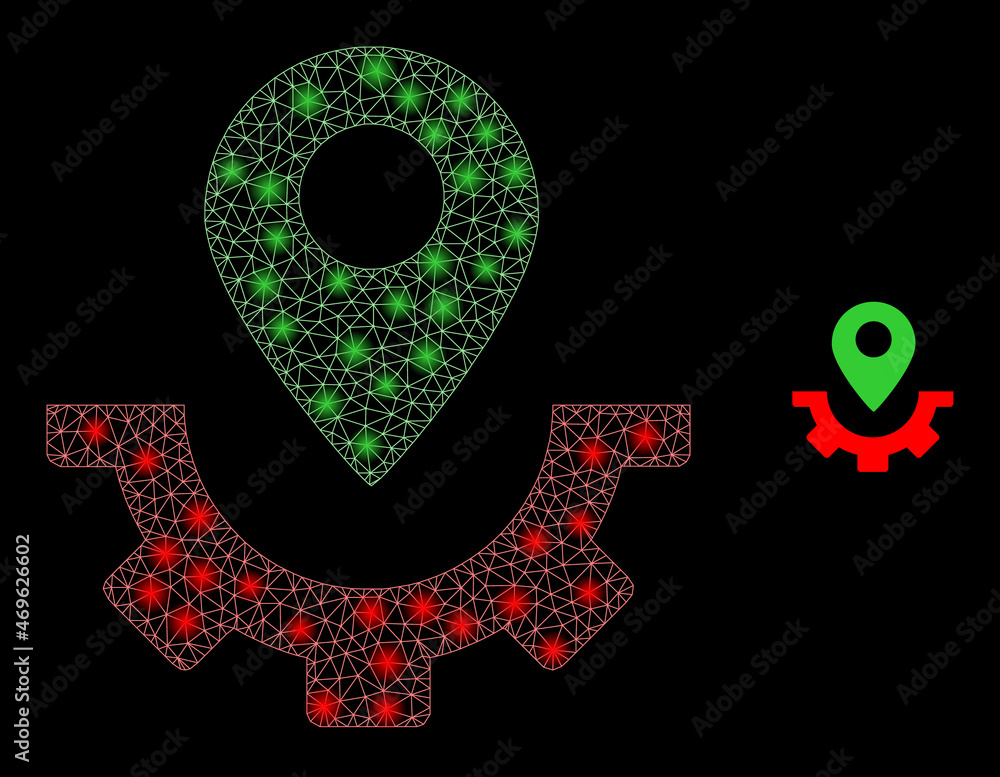 Glossy polygonal mesh web service map marker icon with glitter effect ...