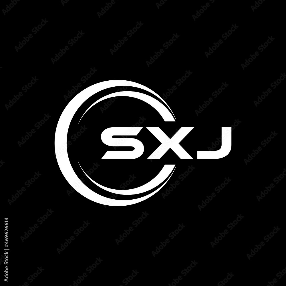 SXJ letter logo design with black background in illustrator, vector ...