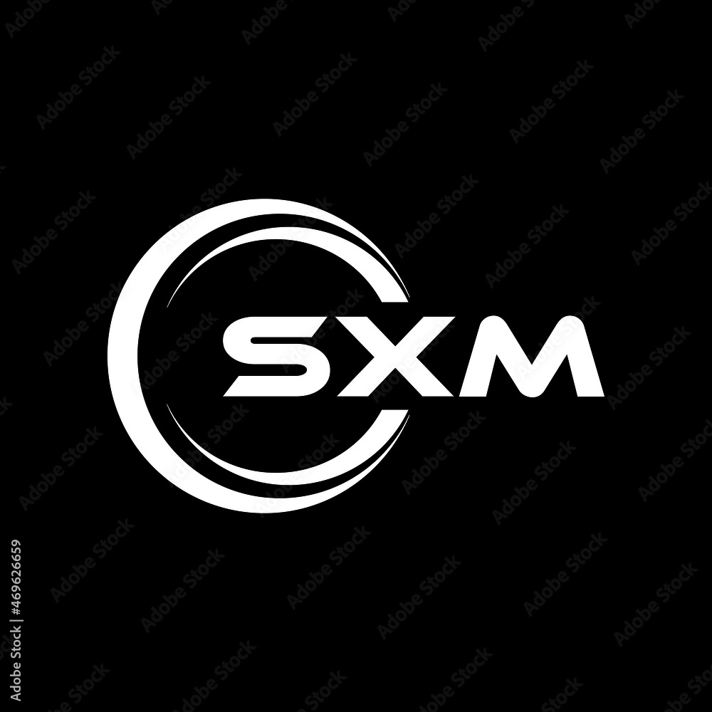 SXM letter logo design with black background in illustrator, vector ...