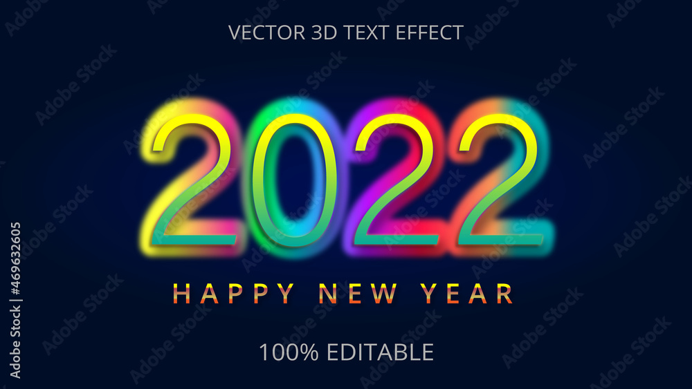 2022 Colorful 3d text effect design Stock Vector | Adobe Stock