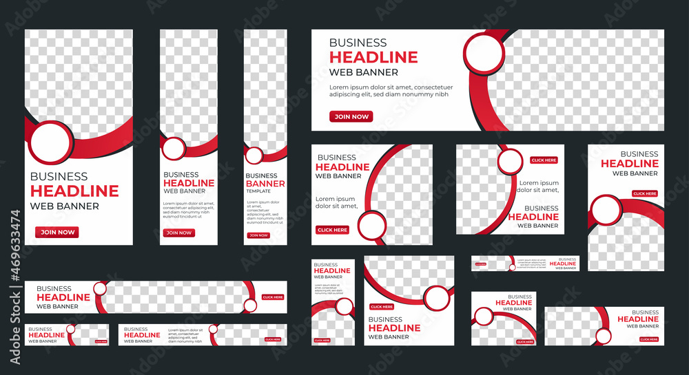 Design of vector white banners of standard sizes with a place for a ...