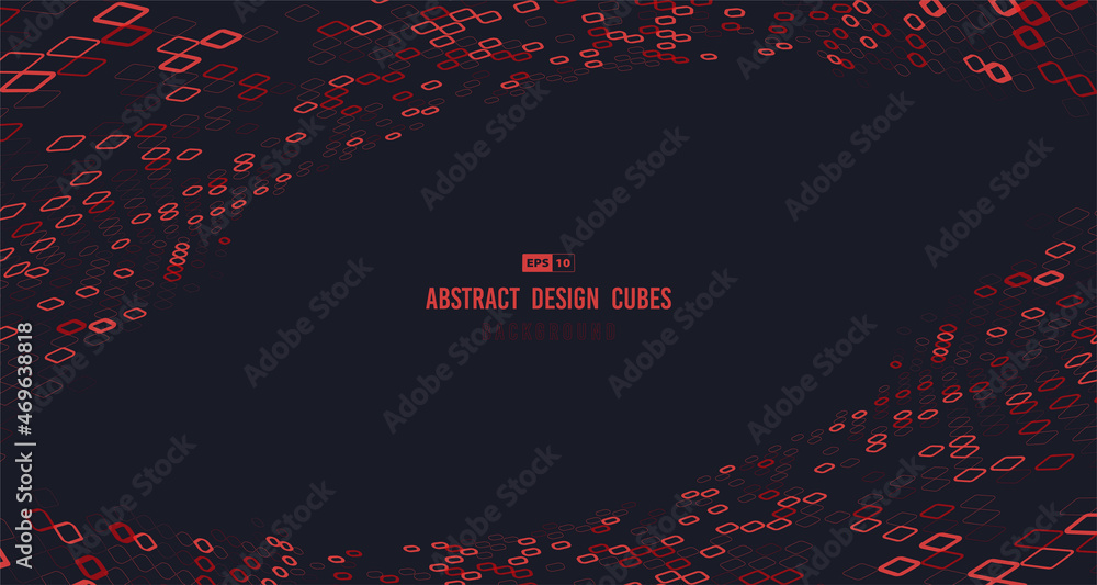 Abstract red cube design of mega geometric pattern style swirl template ...