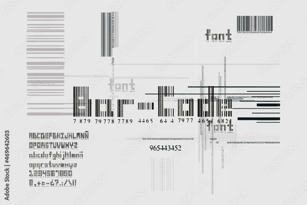 Font. Alphabet Barcode. Flat bar code alphabet. Digital and ...