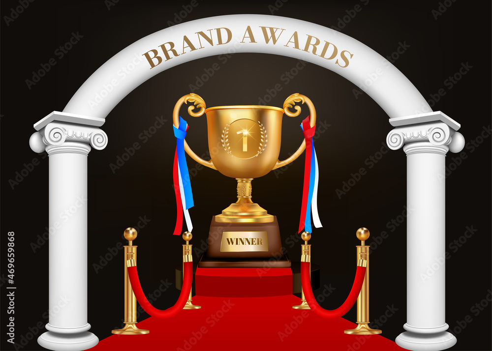Winner award champion realistic golden trophy and crown template Stock ...