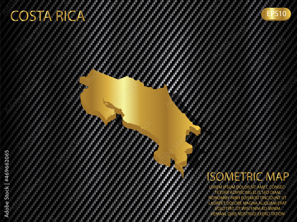 isometric map gold of Costa Rica on carbon kevlar texture pattern tech ...
