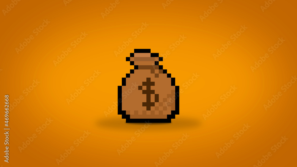 Pixel 8 bit gaming bag of money with dollars wallpaper - high res ...