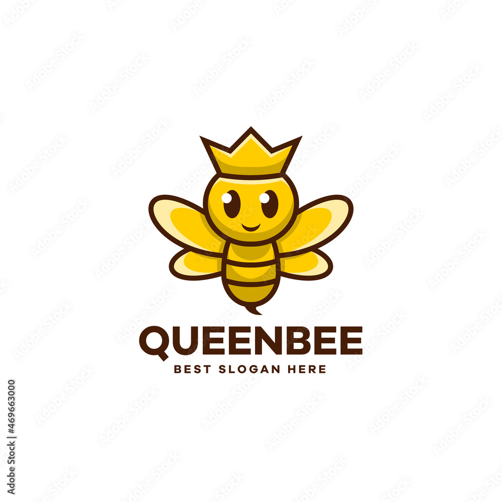 Queen Bee Mascot Logo Design Stock Vector | Adobe Stock