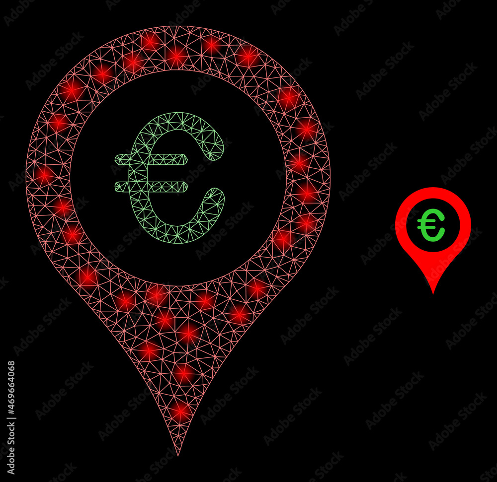 Vecteur Stock Glossy polygonal mesh net euro map marker icon with glow ... Vecteur Stock Glossy polygonal mesh net euro map marker icon with glow ...
