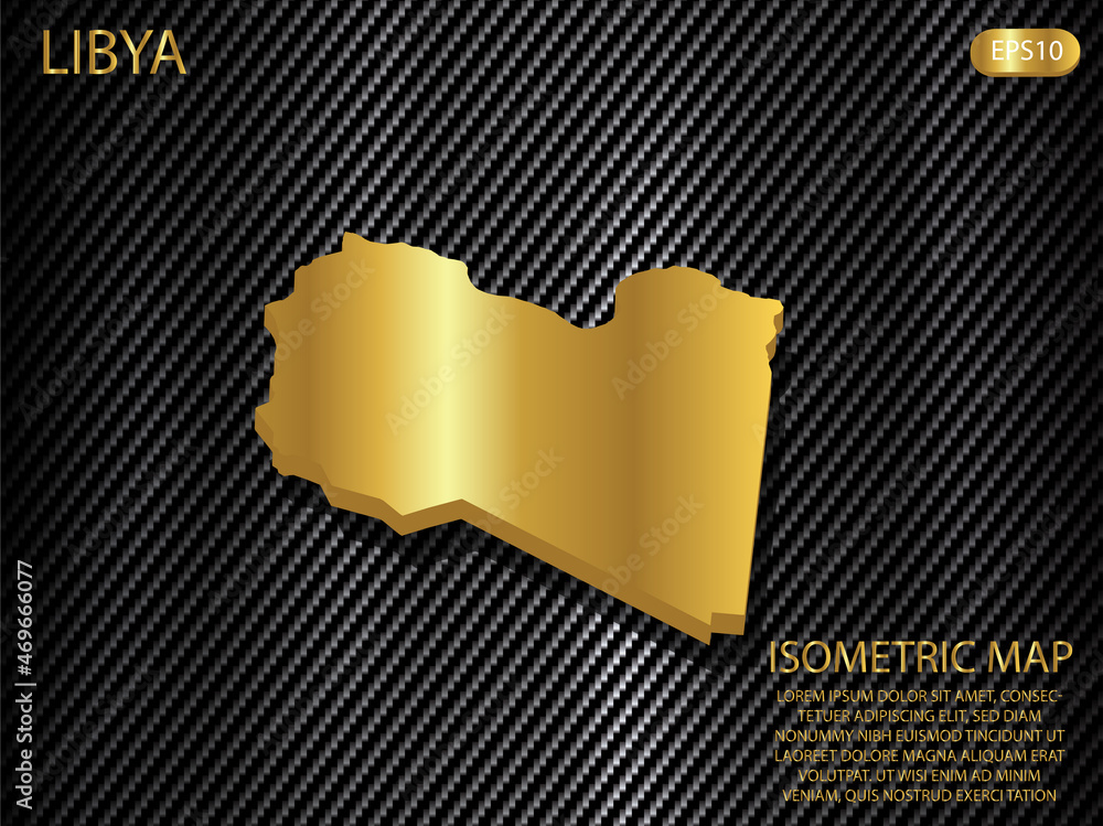 isometric map gold of Libya on carbon kevlar texture pattern tech ...