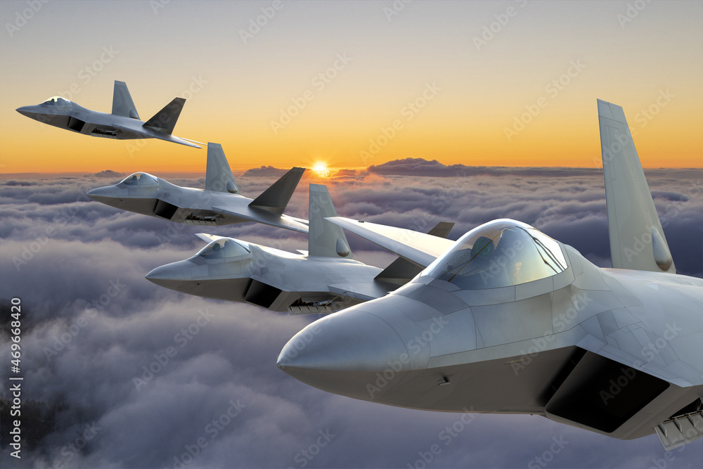 Lockheed Martin F-22 Raptor demonstrating armament Stock Photo | Adobe ...