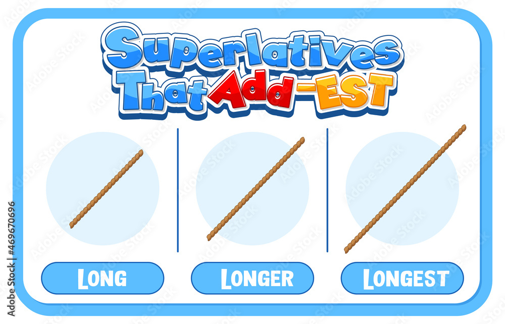 Comparative and Superlative Adjectives for word long Stock Vector ...