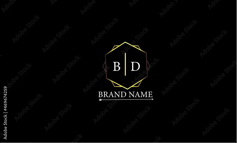 BD is a luxury logo with a classic golden color and attractive design ...