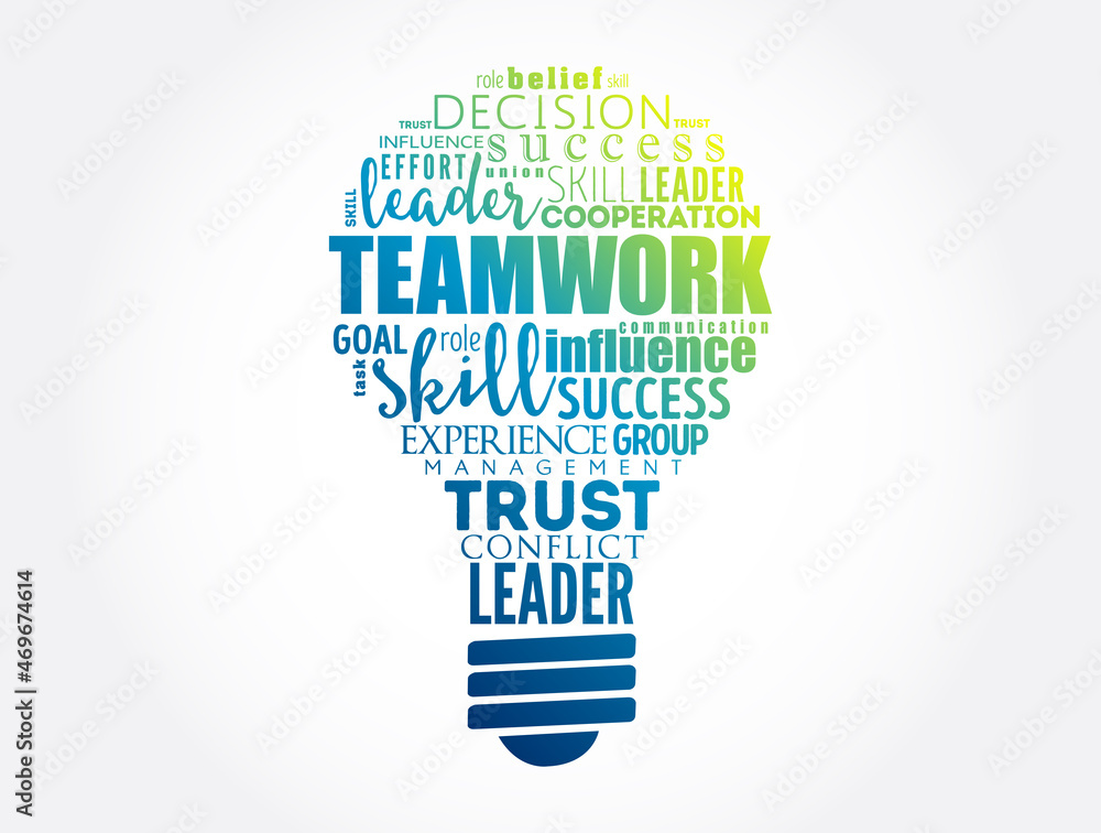 Teamwork light bulb word cloud, business concept background Stock ...