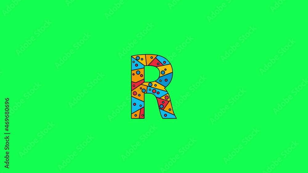 Letter R. Animated unique font made of circles and triangles, polygons ...
