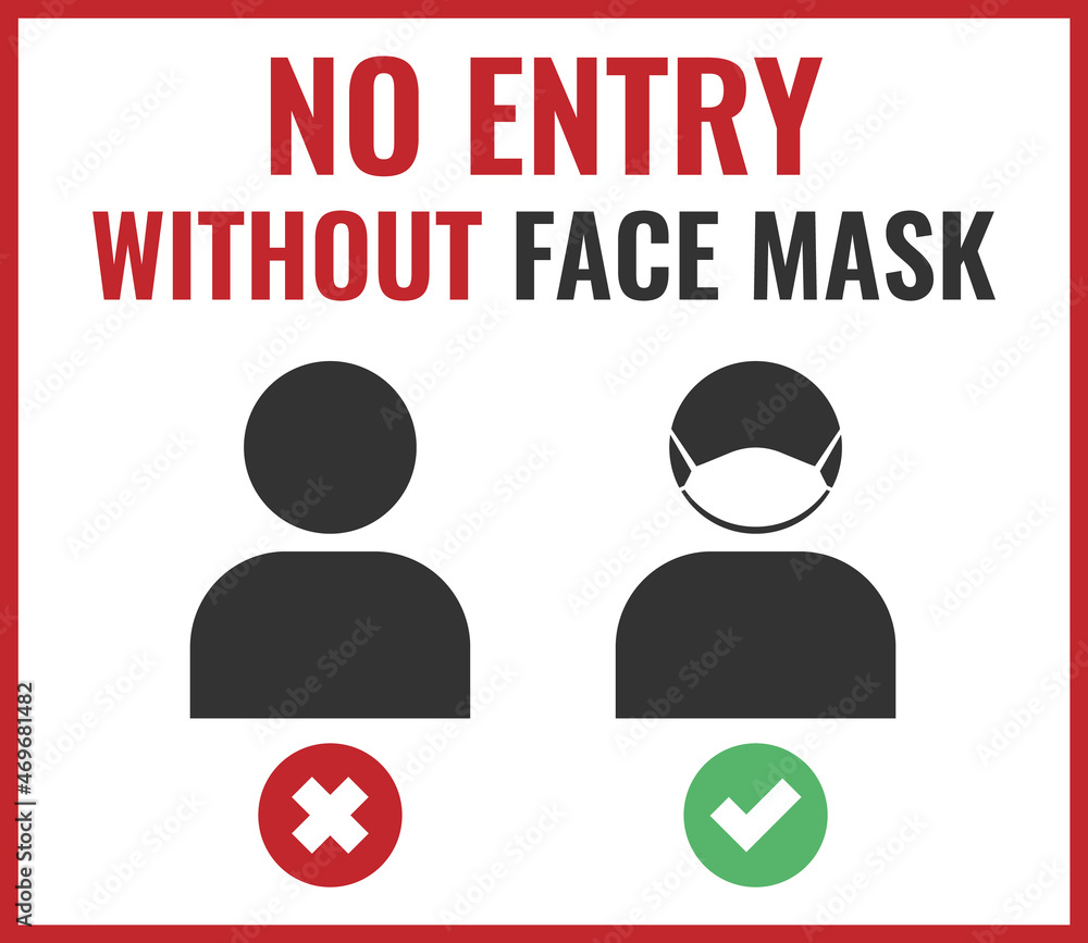 No entry without face mask sign, face mask required Stock Vector ...