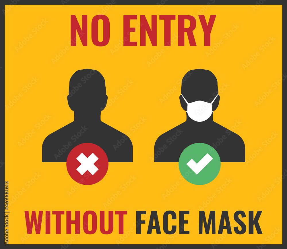 No entry without face mask sign, face mask required Stock Vector ...
