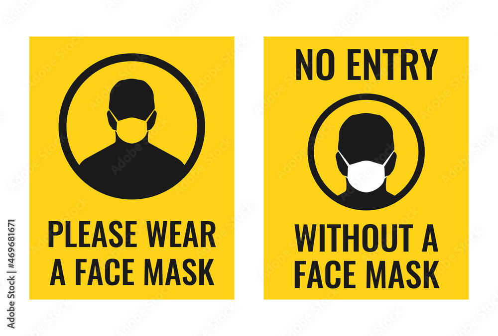 No entry without face mask sign, please wear a face mask Stock Vector ...