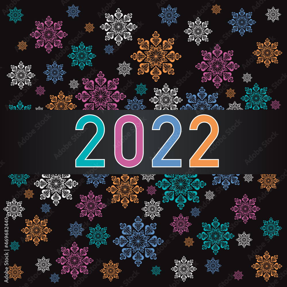 Carte de vœux 2022 de format carré, avec un feu d’artifice de flocons ...