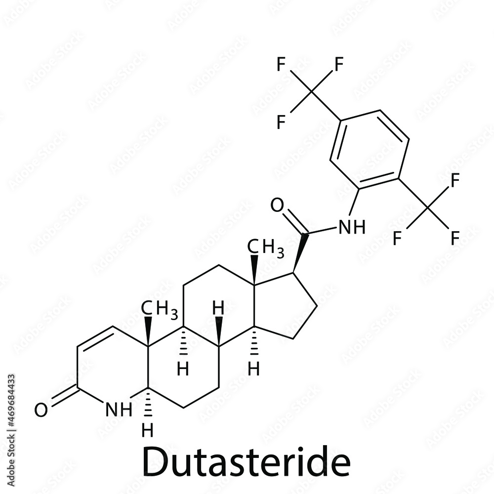 Vetor de Dutasteride molecular structure, flat skeletal chemical ...
