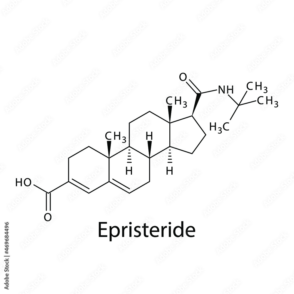Epristeride molecular structure, flat skeletal chemical formula. 5ARi ...